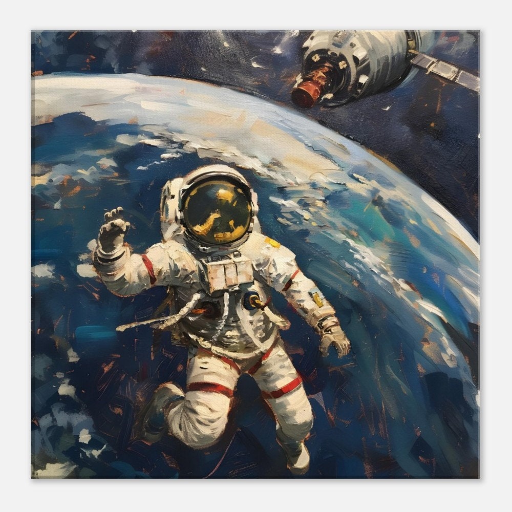 Astronaut Floating in Space Oil Painting Print on Canvas, Astronaut Art ...