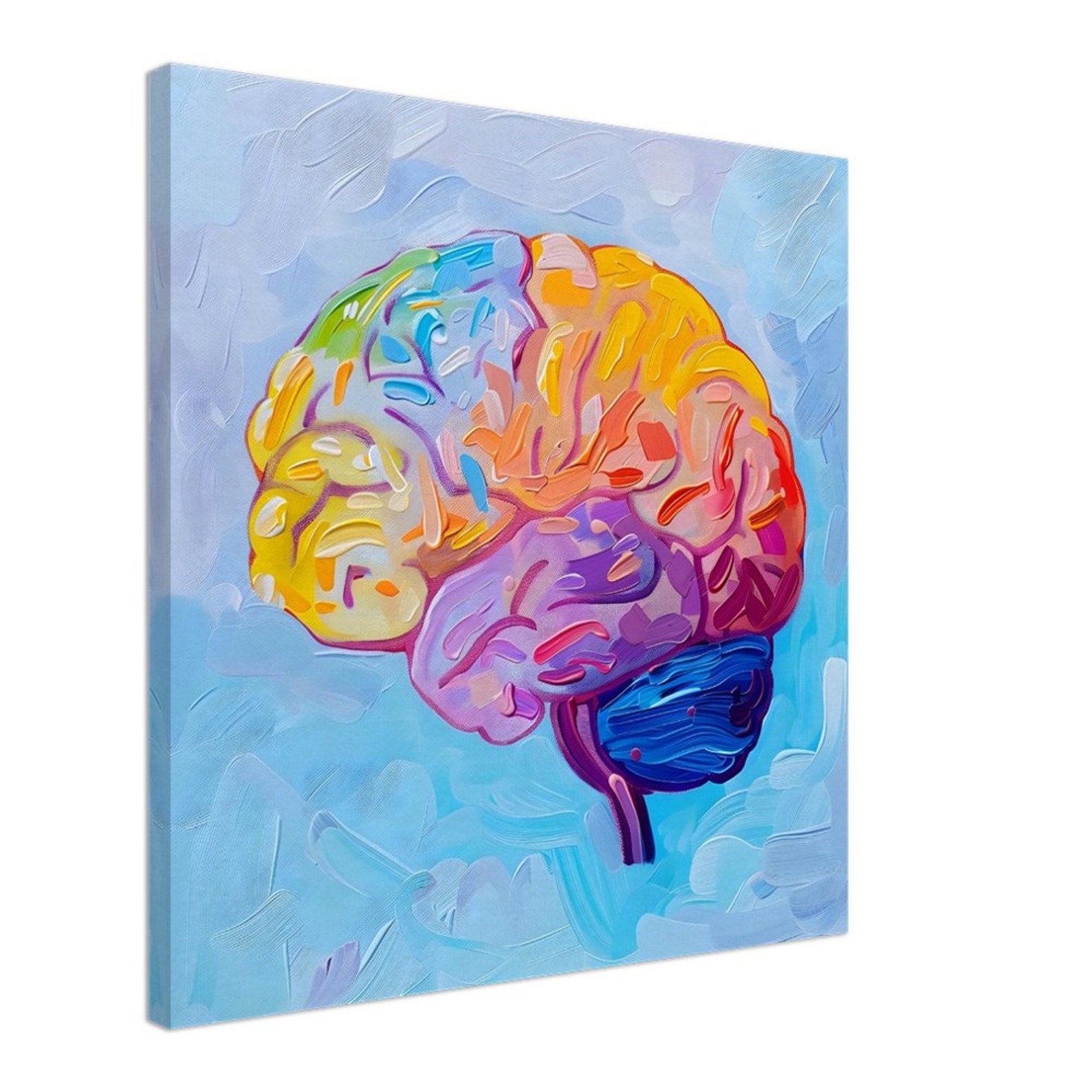Rainbow Colorful Brain Oil Painting Style Print on Canvas Wall Art Gift ...