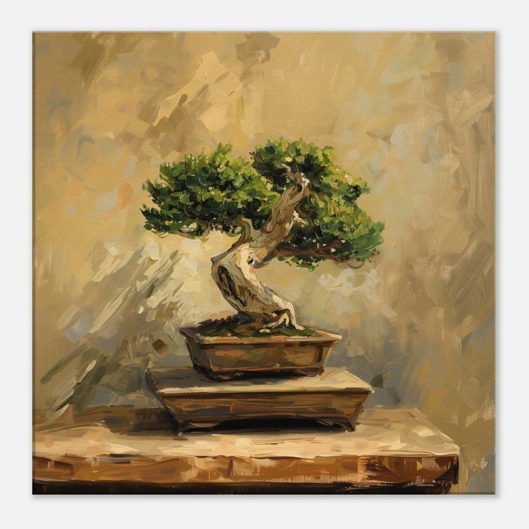 Bonsai Tree Oil Painting Print Decor, Vintage Botanical Print, Plant ...