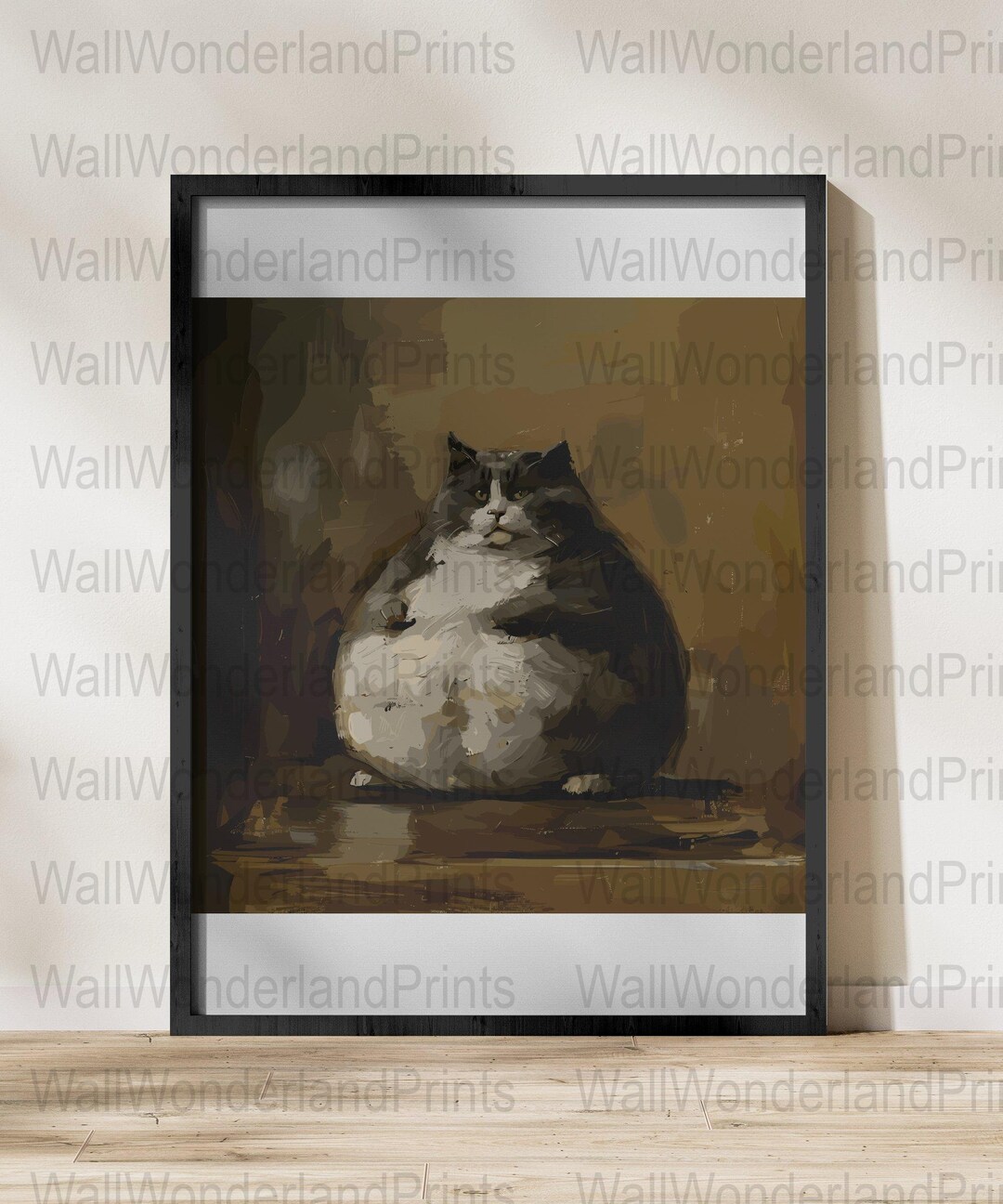 Fat Cat Oil Painting Digital Downloadable Art, Commercial Use, Personal ...