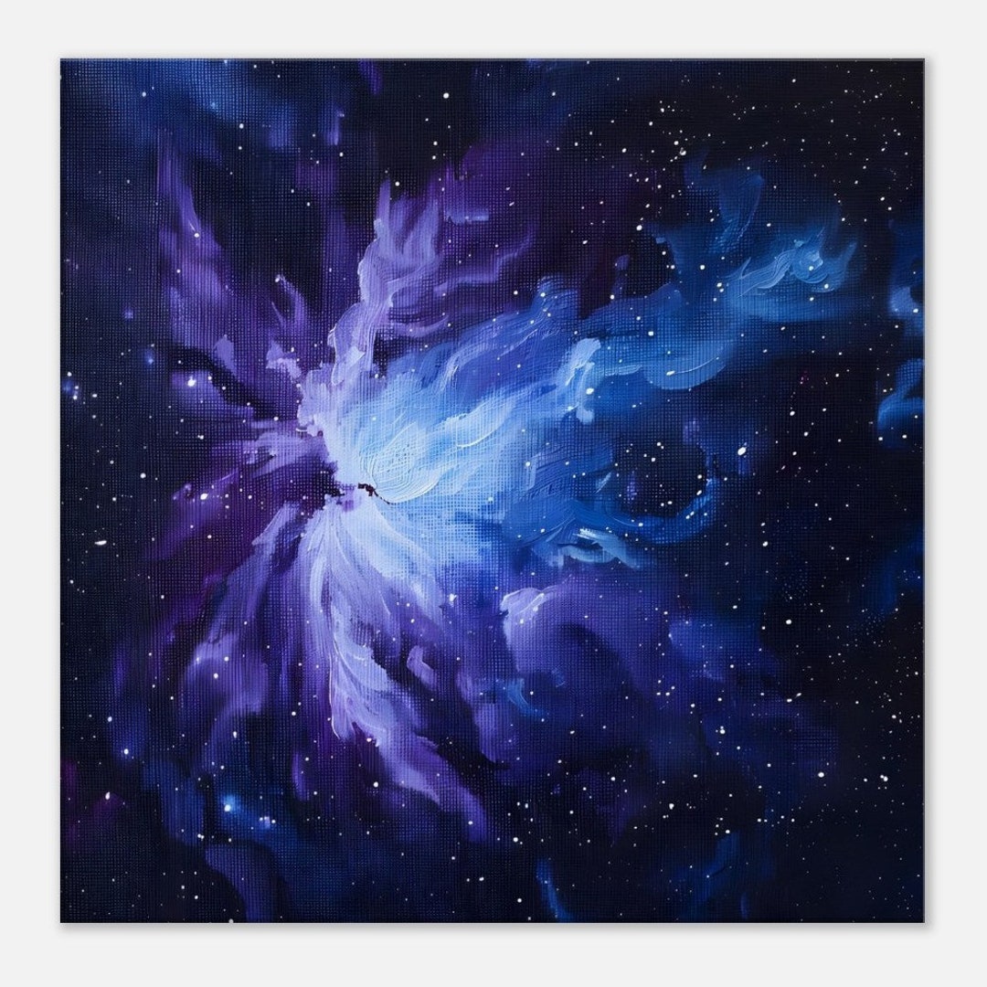 Vintage Colorful Nebula Galaxy Oil Painting Print on Canvas, Space Dust ...