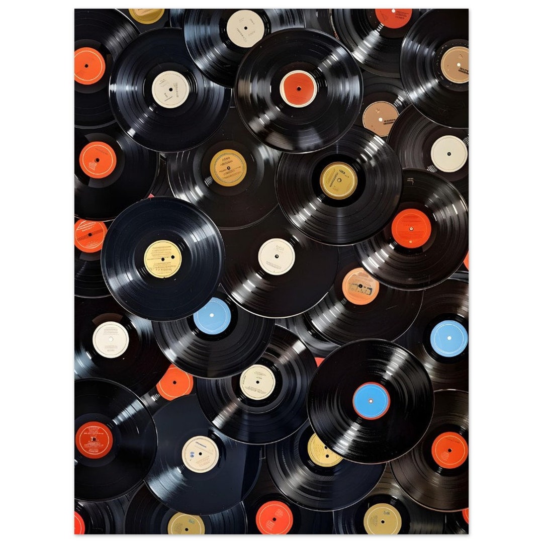 Vintage Vinyl Records Graphic Poster Retro Music Artwork Home Decor ...