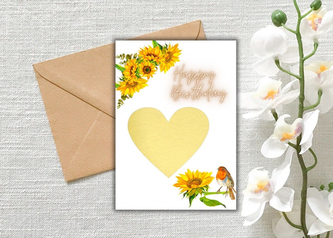 Custom Birthday Sunflower Scratch off Card Personalized Gift for Her ...
