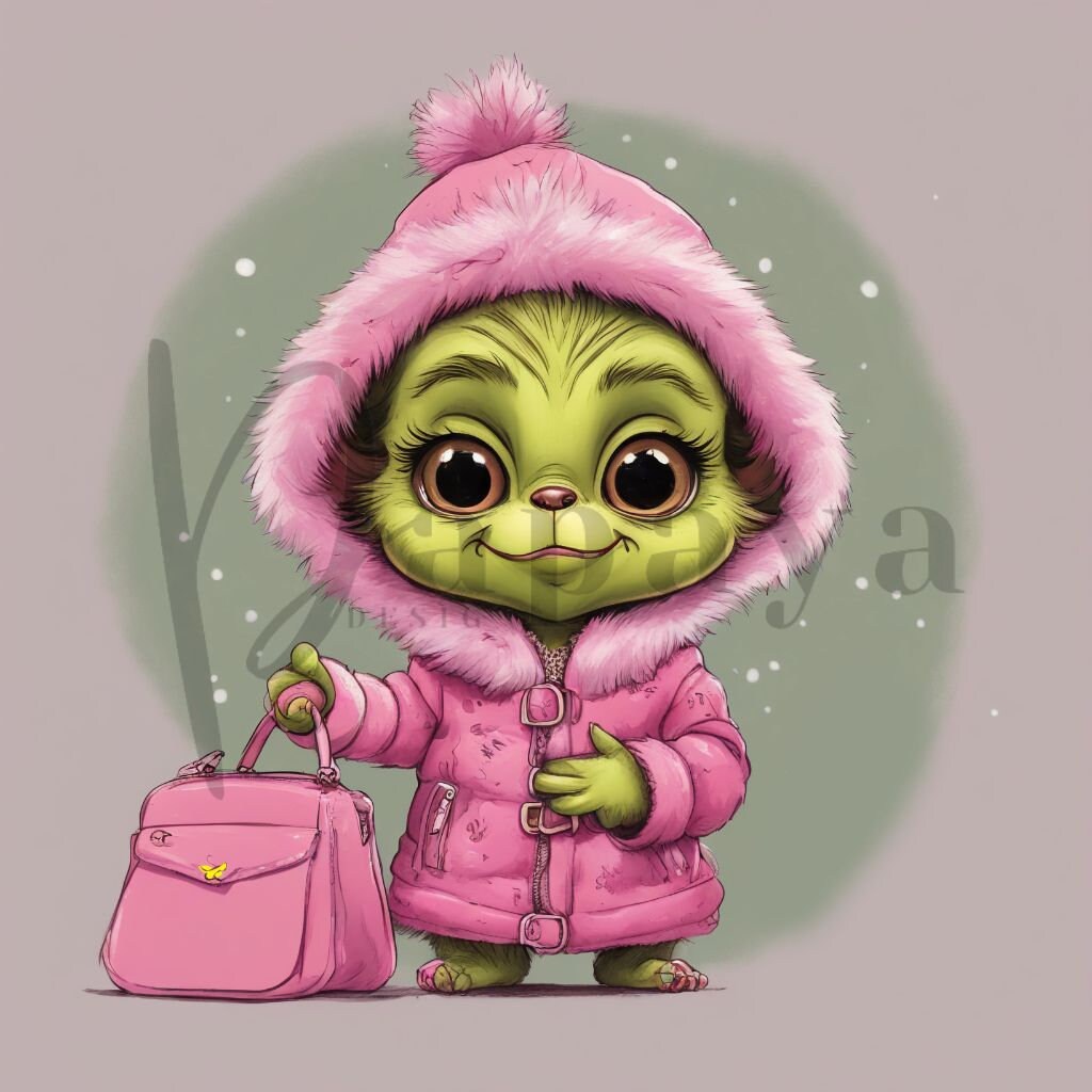 Baby Grinch Png, Cute Grinch Png, Boujee Grinch Png File, Pink Grinch ...