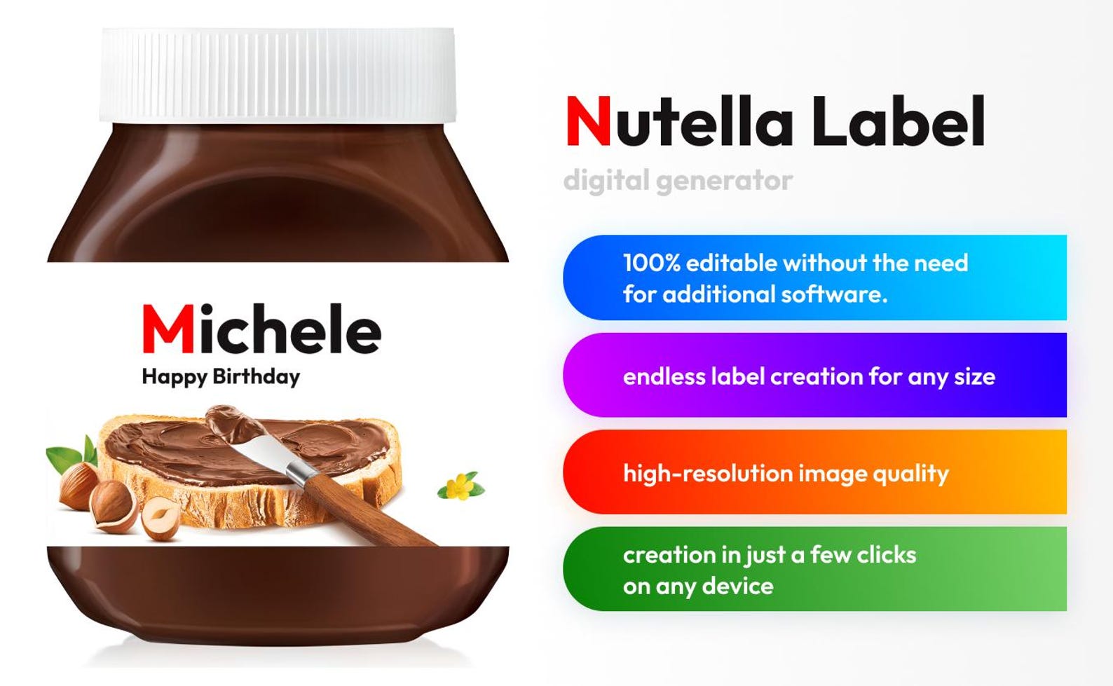 Digital Nutella Name Label Generator - Etsy