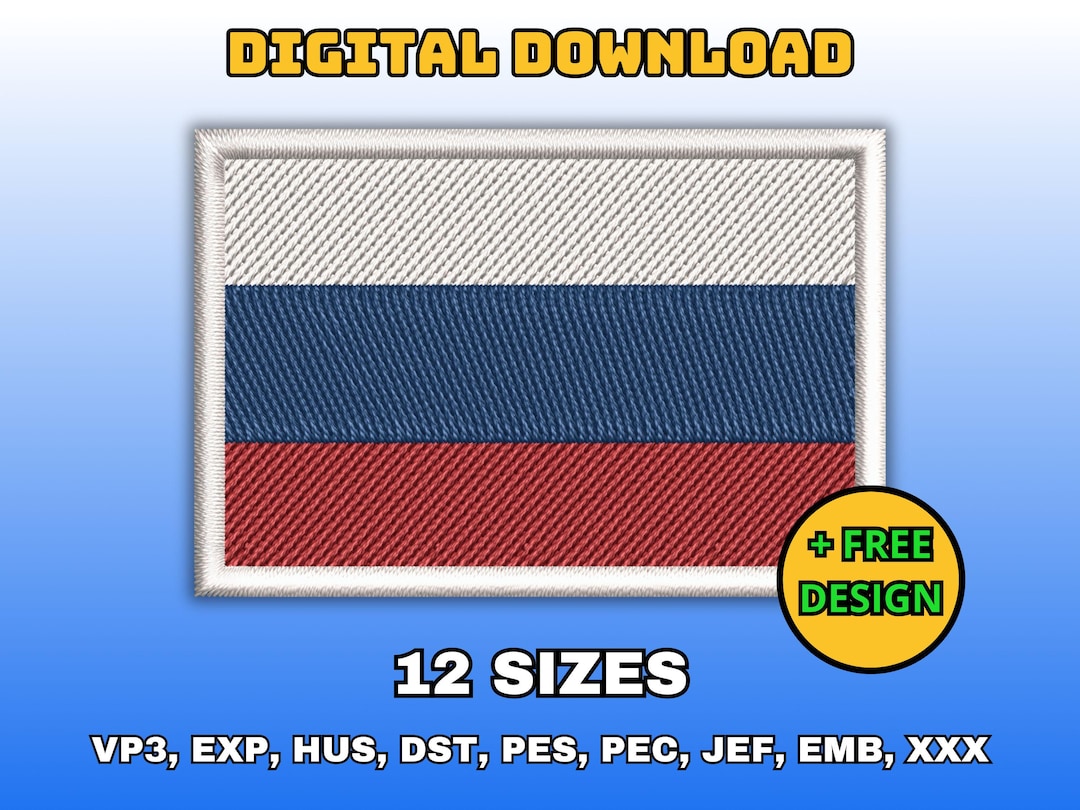 Russia Flag Embroidery Design, Digital Machine Embroidery Files ...
