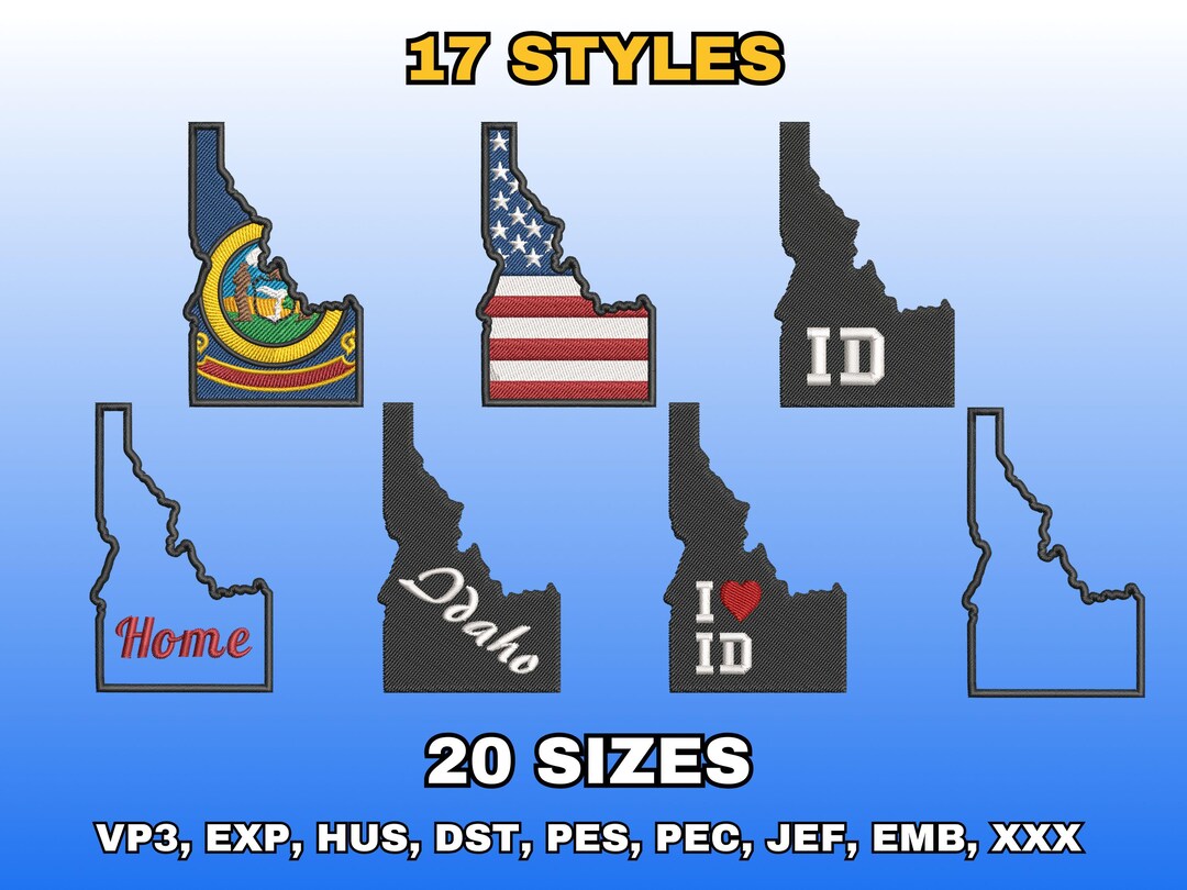 Idaho Border Shape Embroidery Design, Digital Machine Embroidery Files ...