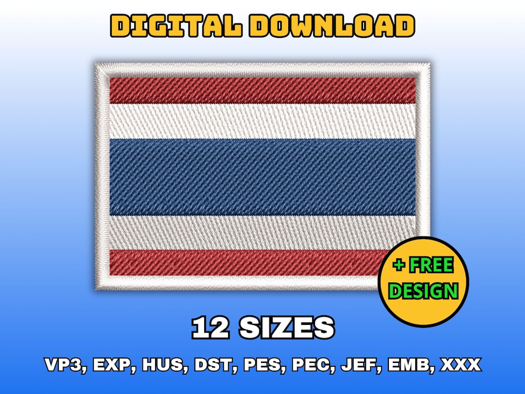 Thailand Flag Embroidery Design, Digital Machine Embroidery Files, Thai ...