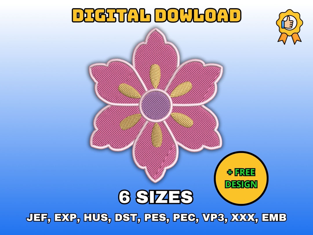Pink Flower Embroidery Design, Digital Machine Embroidery Files ...