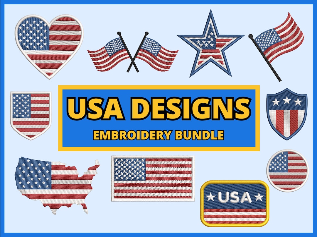 USA Embroidery Designs Bundle, Digital Machine Embroidery Files ...