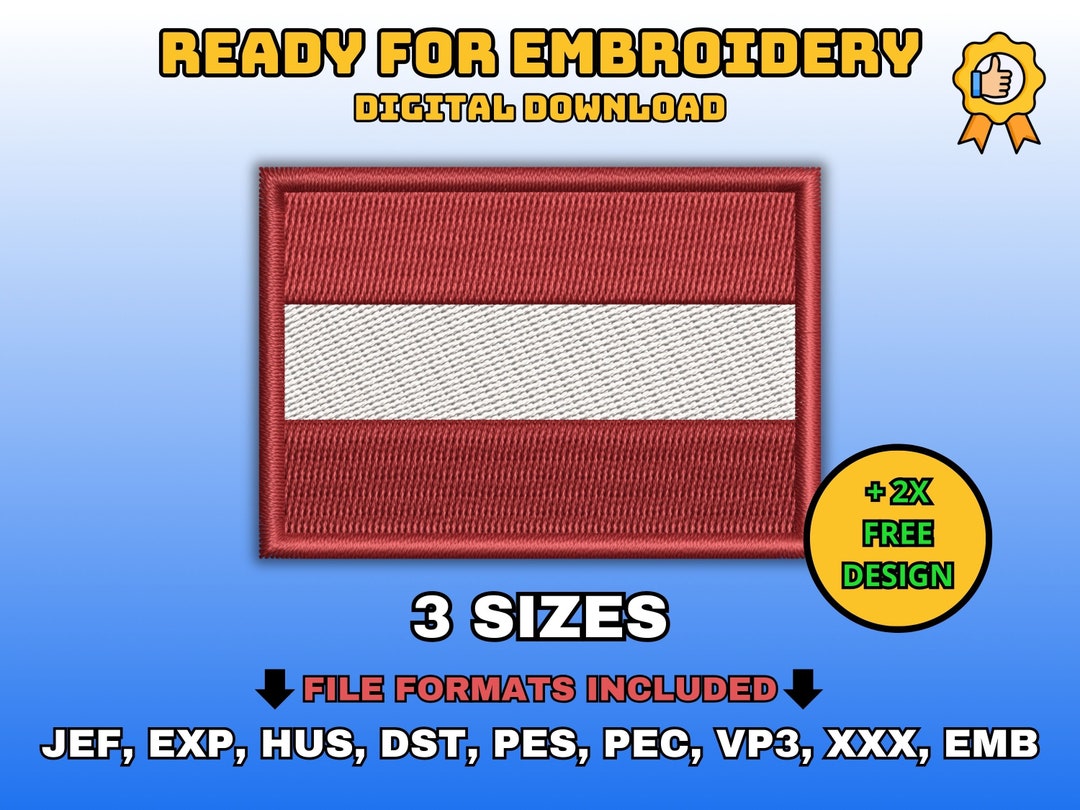 Austria Flag Embroidery Design, Digital Machine Embroidery Files ...