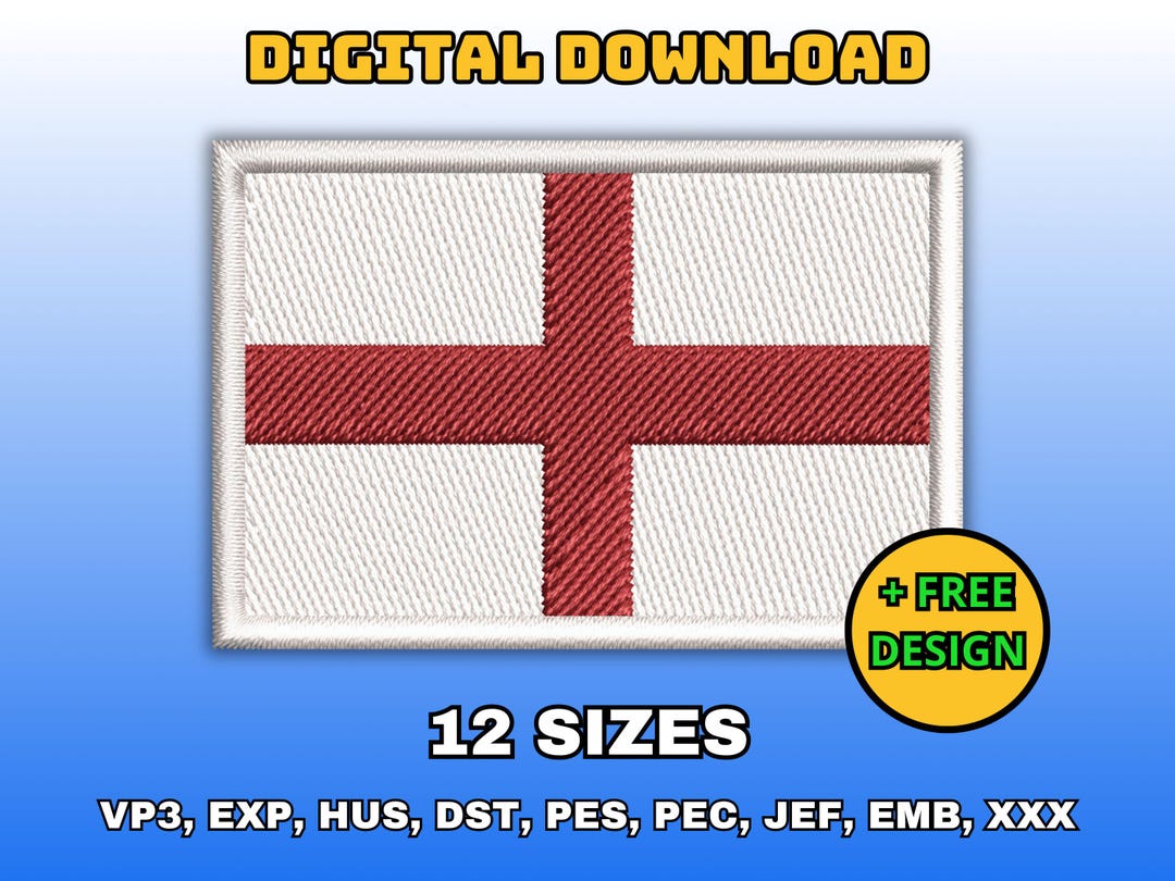England Flag Embroidery Design, Digital Machine Embroidery Files ...