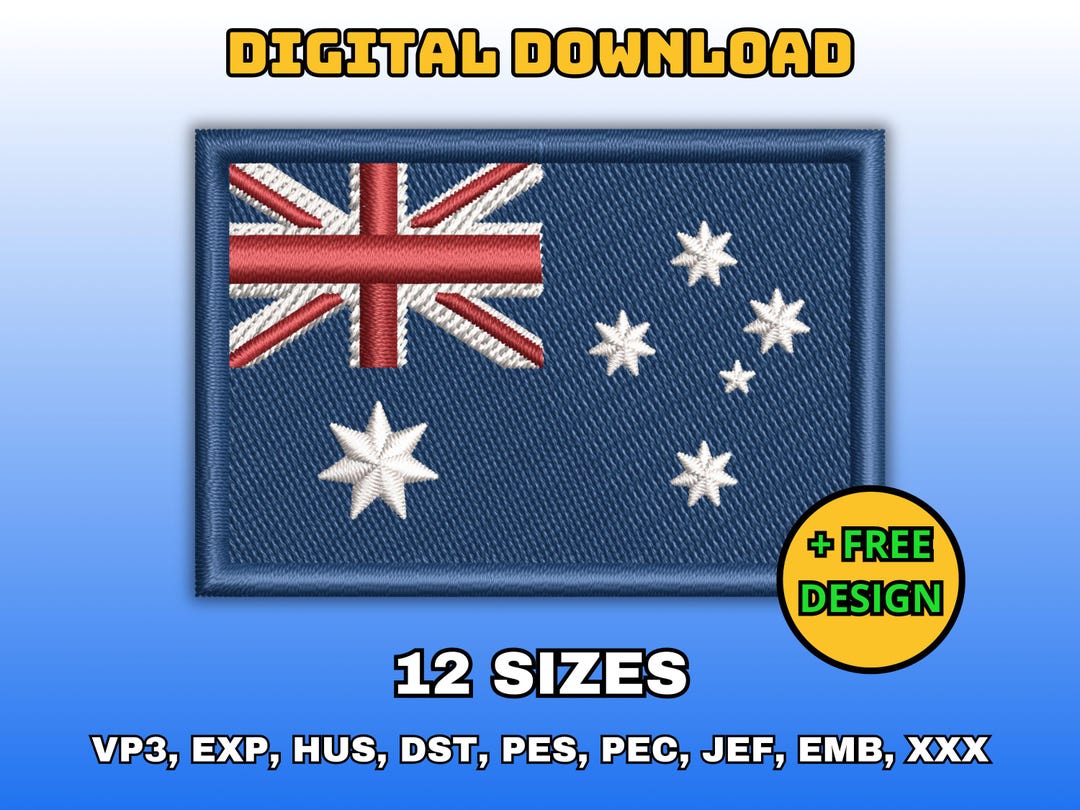 Australia Flag Embroidery Design, Digital Machine Embroidery Files ...