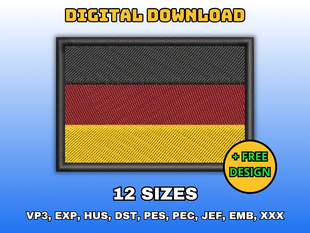 Germany Flag Embroidery Design, Digital Machine Embroidery Files ...
