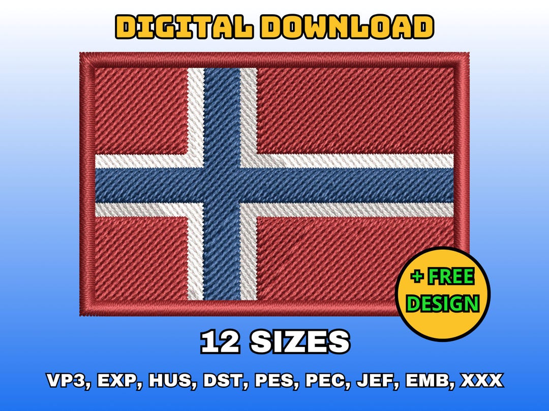 Norway Flag Embroidery Design, Digital Machine Embroidery Files ...