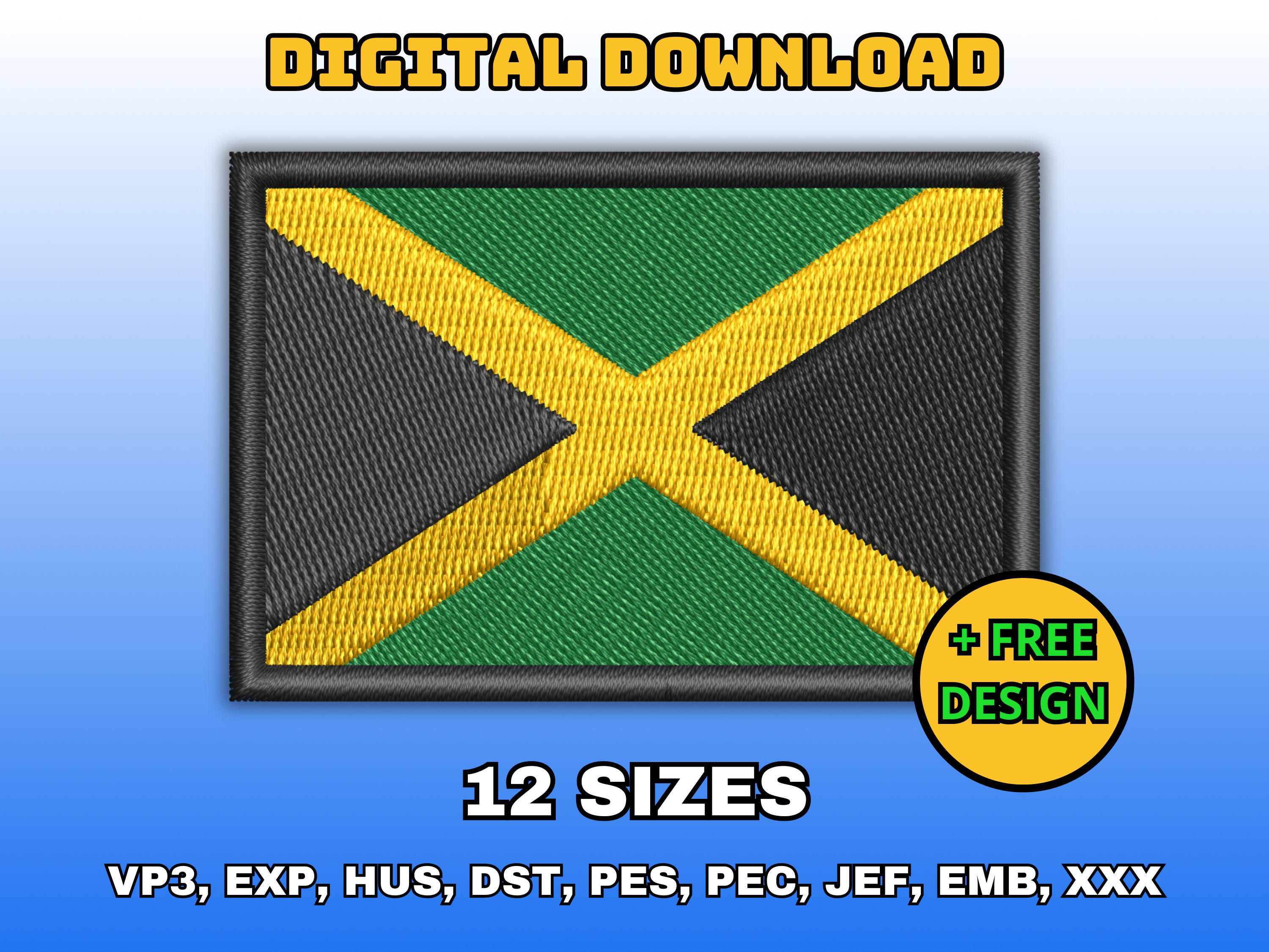 Jamaica Flag Embroidery Design, Digital Machine Embroidery Files ...