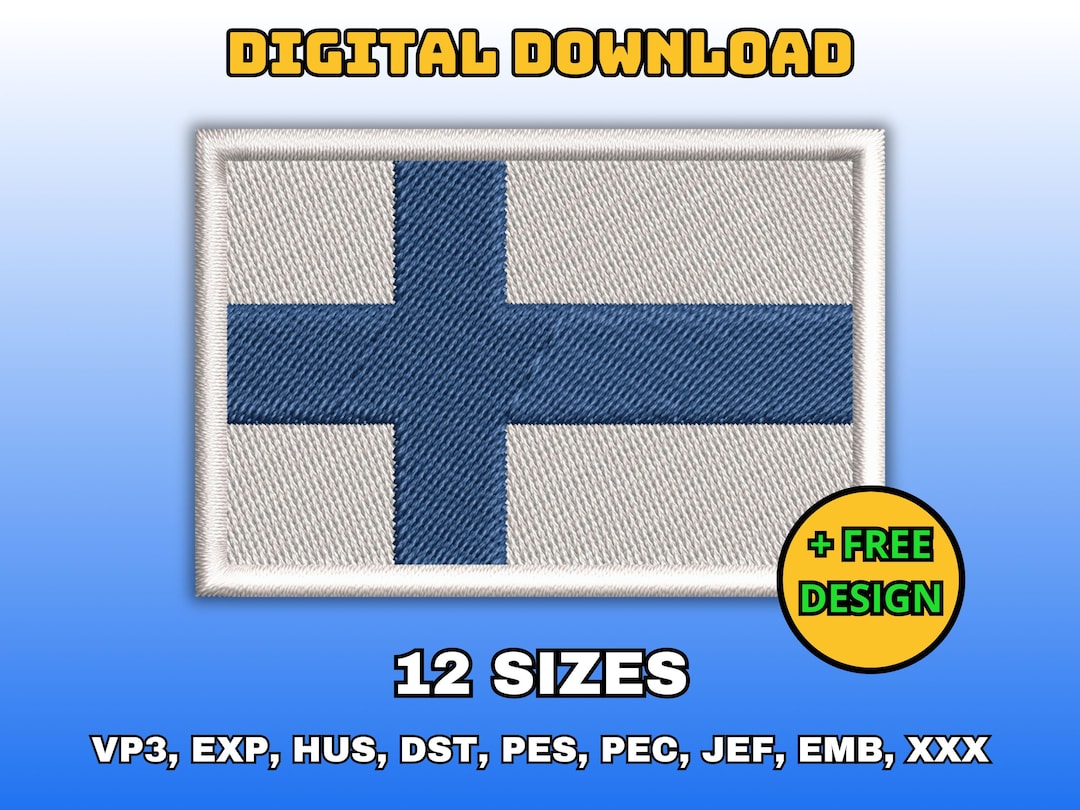 Finland Flag Embroidery Design, Digital Machine Embroidery Files ...