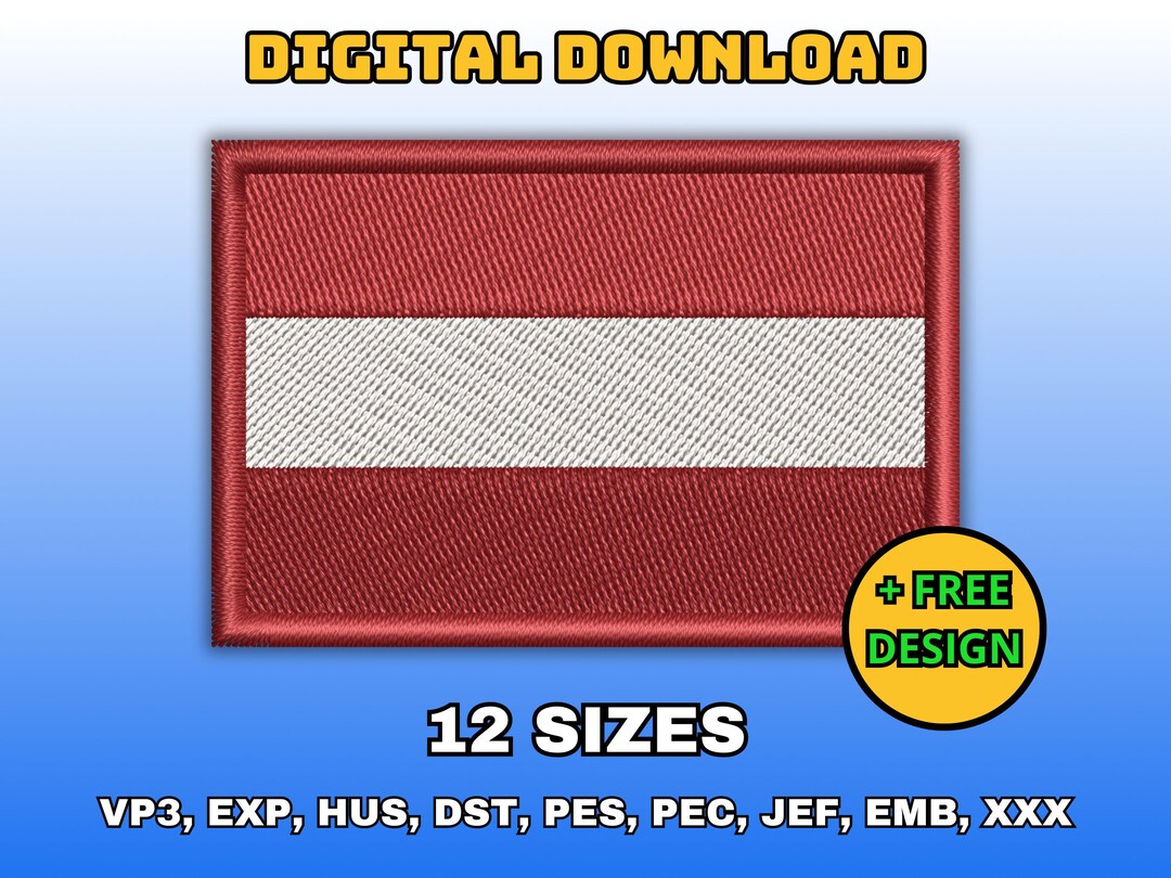 Austria Flag Embroidery Design, Digital Machine Embroidery Files ...