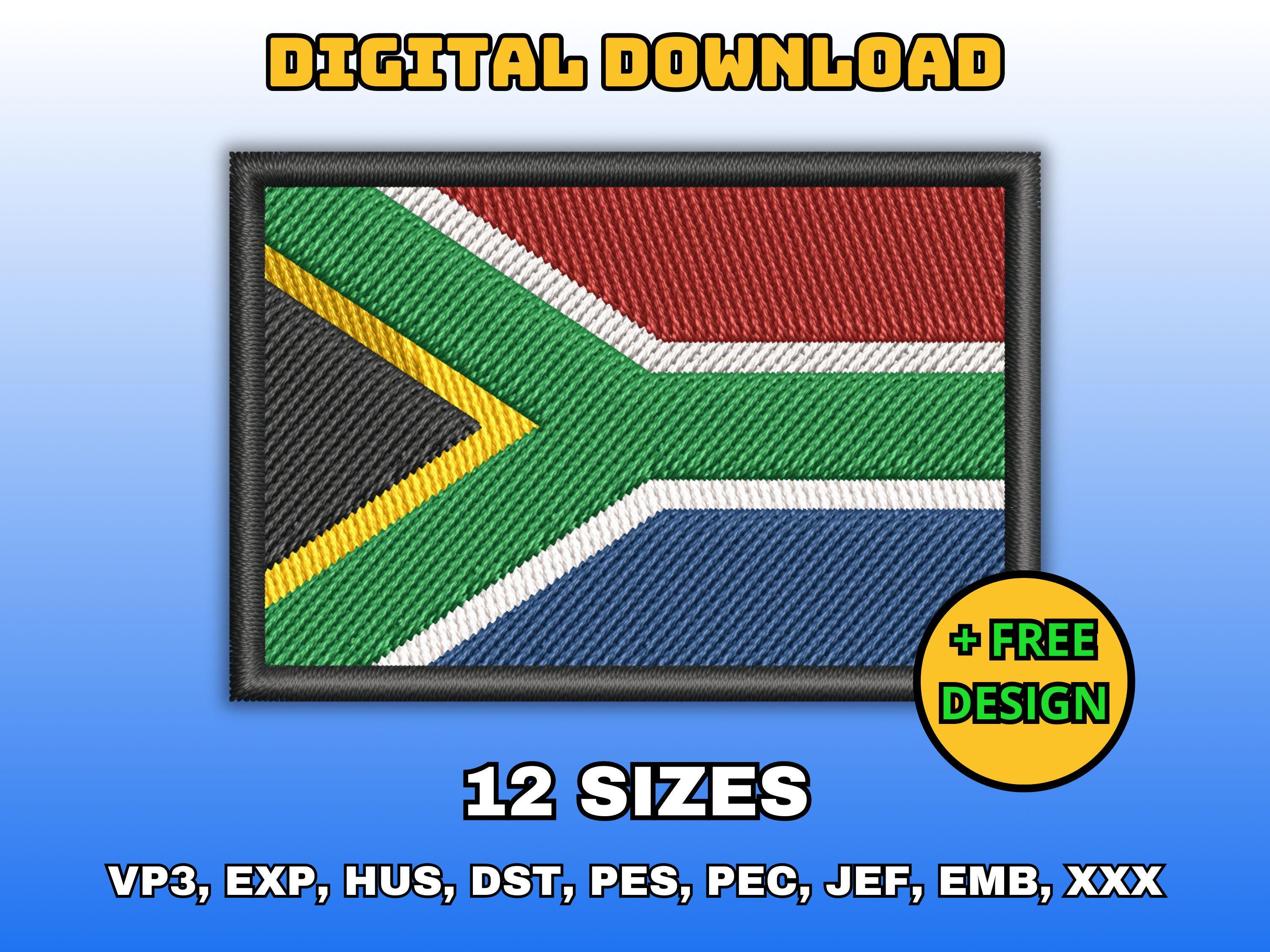 South Africa Flag Embroidery Design, Digital Machine Embroidery Files ...