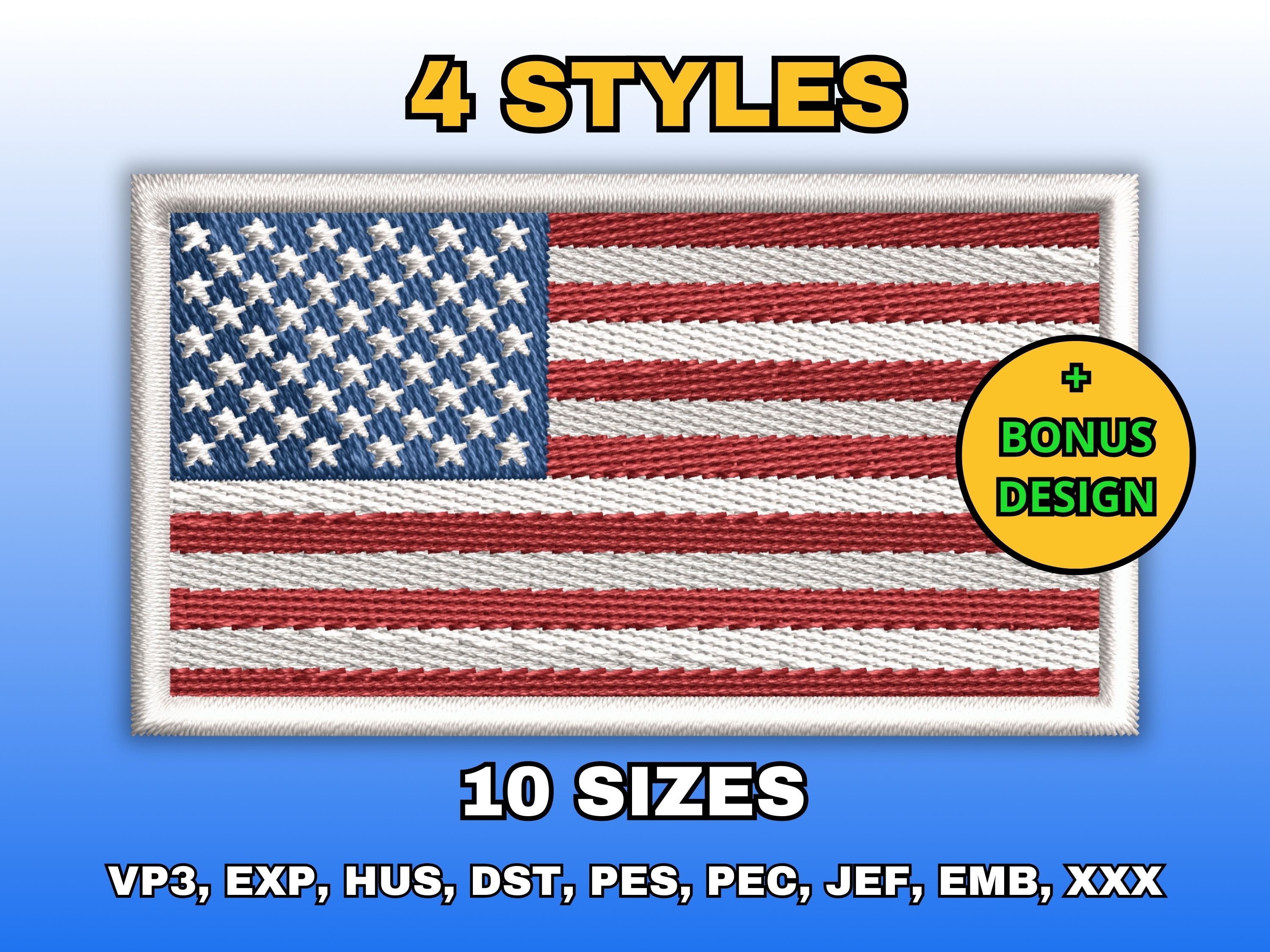 USA Flag Embroidery Design, Digital Machine Embroidery Files, American ...