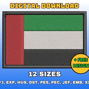 UAE Flag Embroidery Design, Digital Machine Embroidery Files, Flag ...