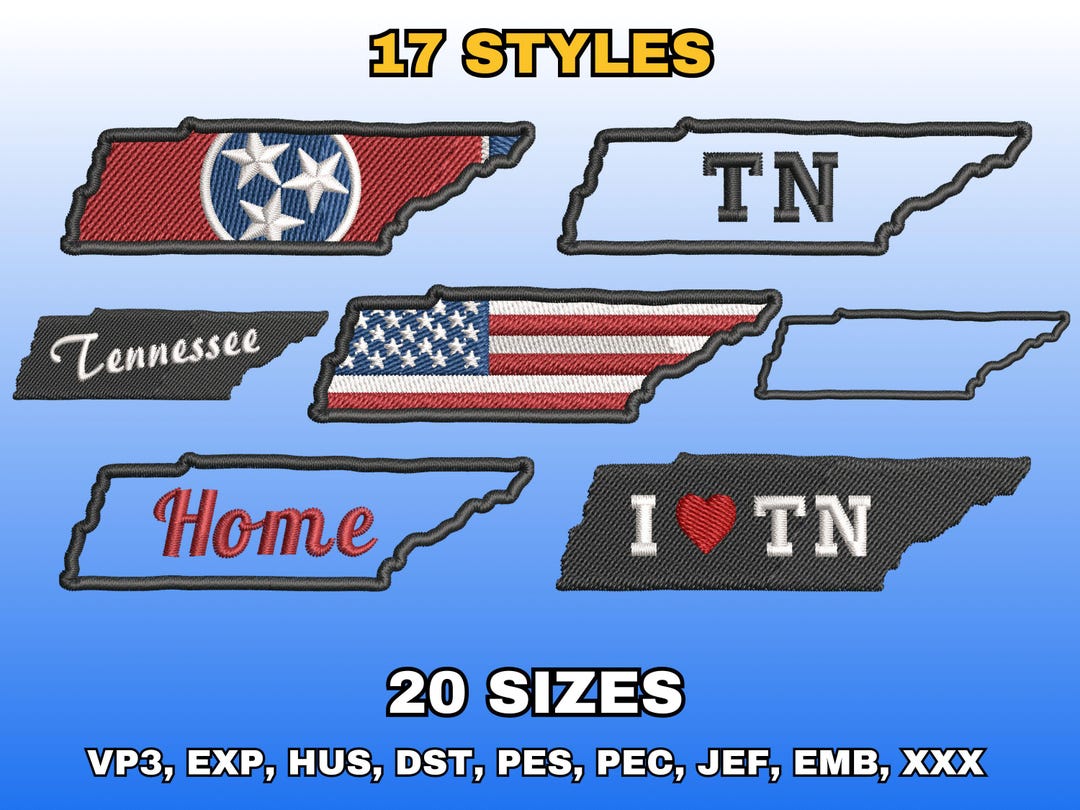 Tennessee Border Shape Embroidery Design, Digital Machine Embroidery ...