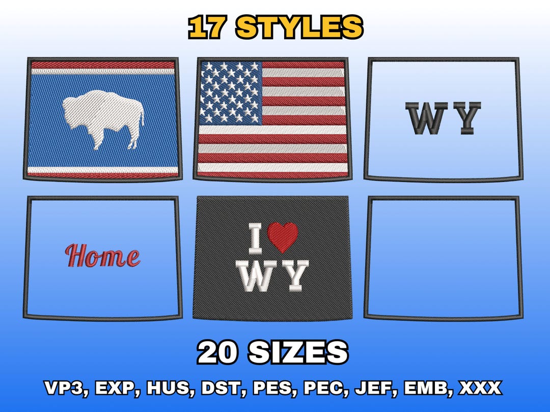 Wyoming Border Shape Embroidery Design, Digital Machine Embroidery ...