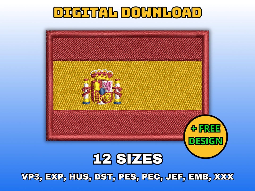 Spain Flag Embroidery Design, Digital Machine Embroidery Files, Spanish ...