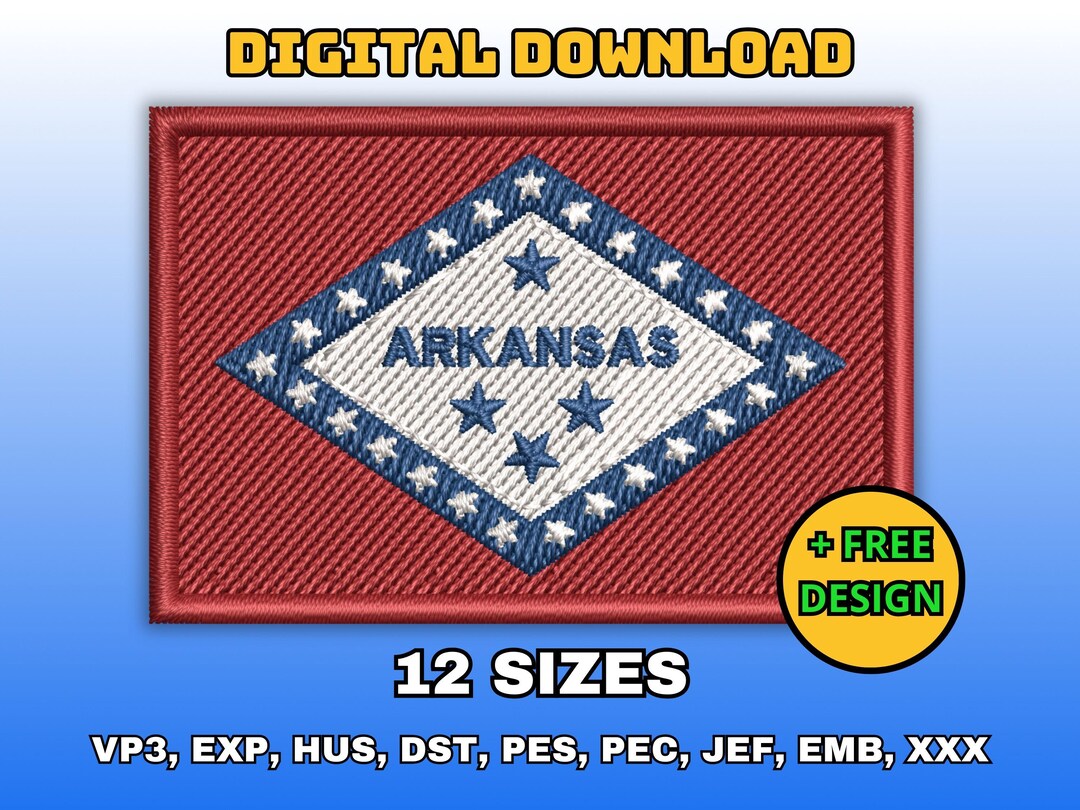 Arkansas Flag Embroidery Design, Digital Machine Embroidery Files, USA ...