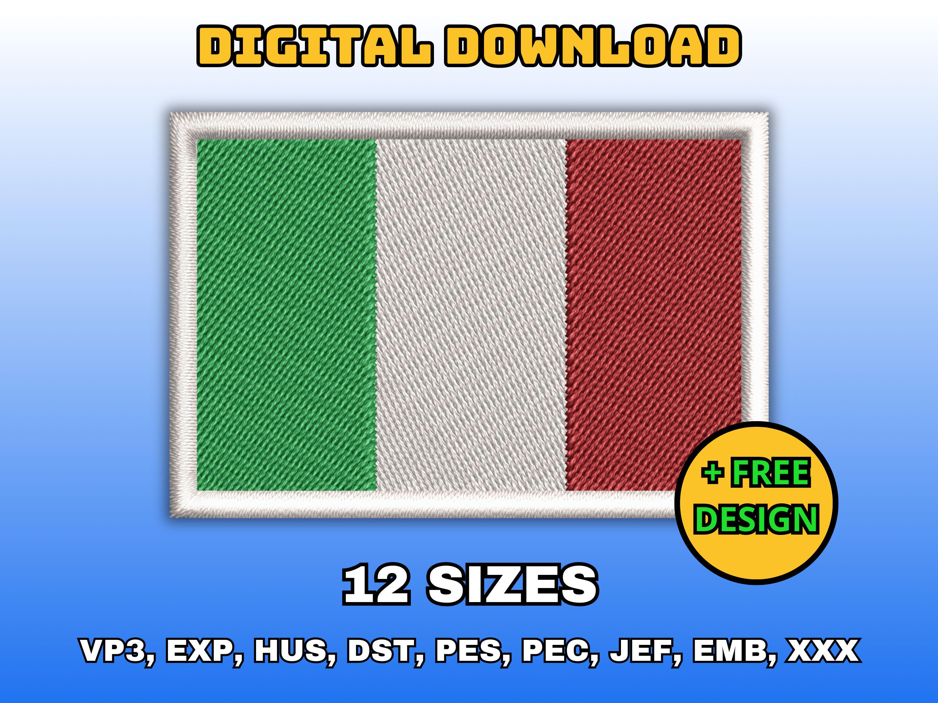 Italy Flag Embroidery Design, Digital Machine Embroidery Files, Italian ...