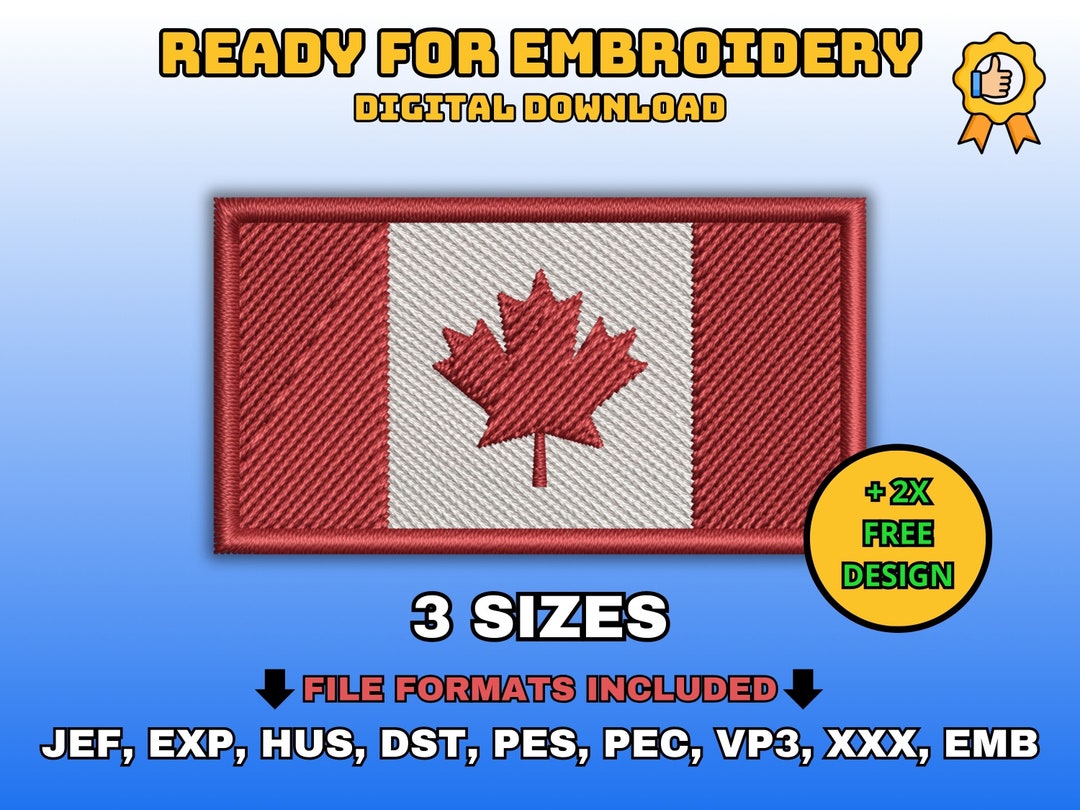 Canada Flag Embroidery Design, Digital Machine Embroidery File ...