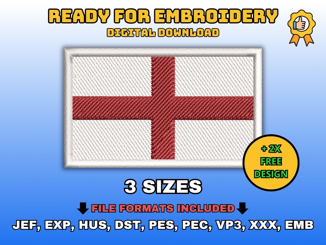 England Flag Embroidery Design, Digital Machine Embroidery Files ...