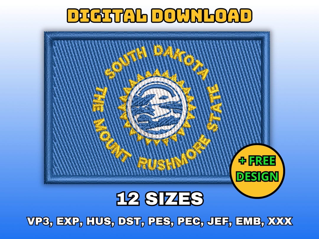 South Dakota Embroidery Design, Digital Machine Embroidery Files, USA ...