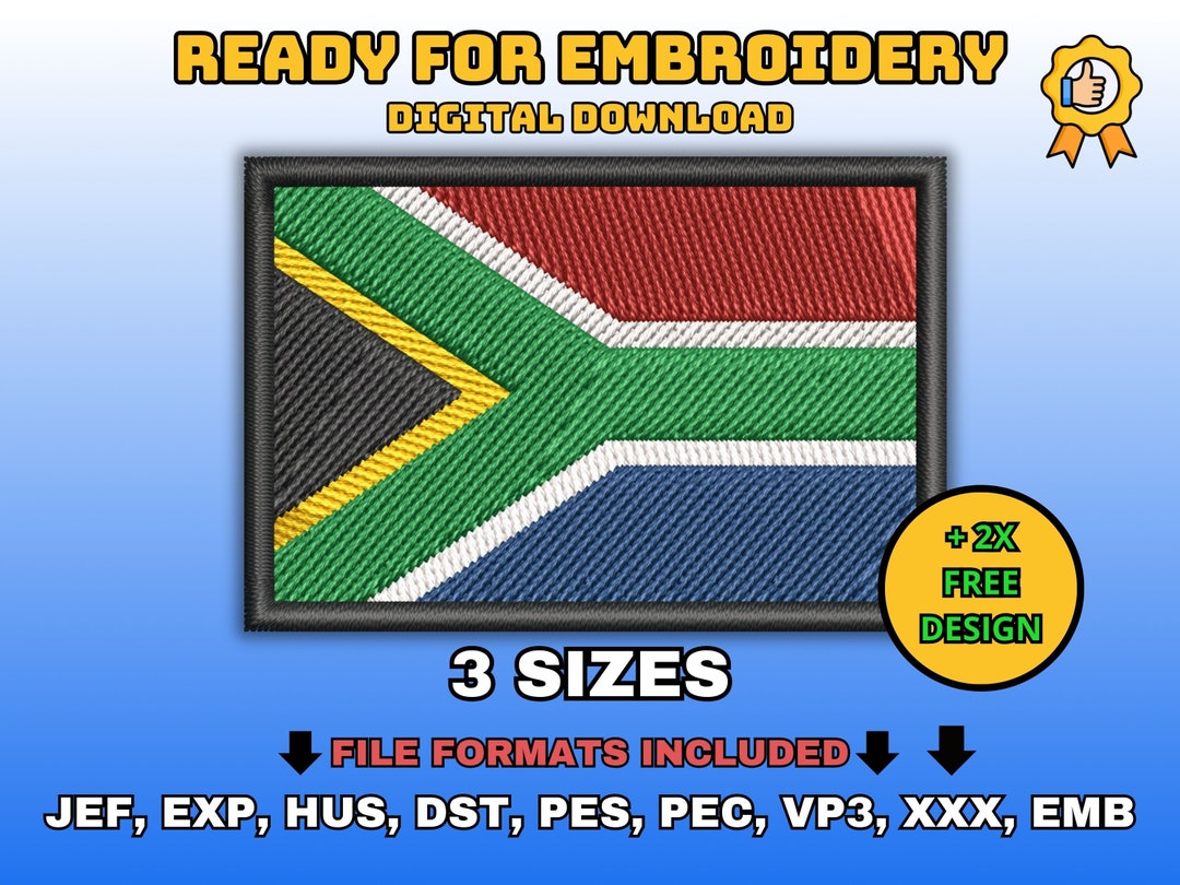 South Africa Flag Digitized Embroidery Design, Flag Embroidery Design ...