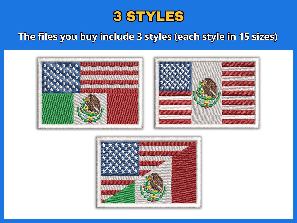Dual USA Mexico Flag Embroidery Design, Instant Download in Multiple ...