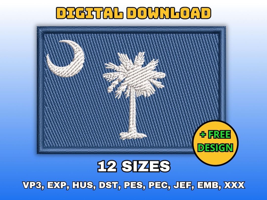 South Carolina Embroidery Design, Digital Machine Embroidery Files, USA ...