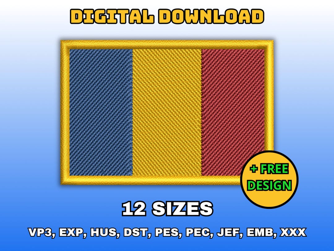 Romania Flag Embroidery Design, Digital Machine Embroidery Files, Flag ...