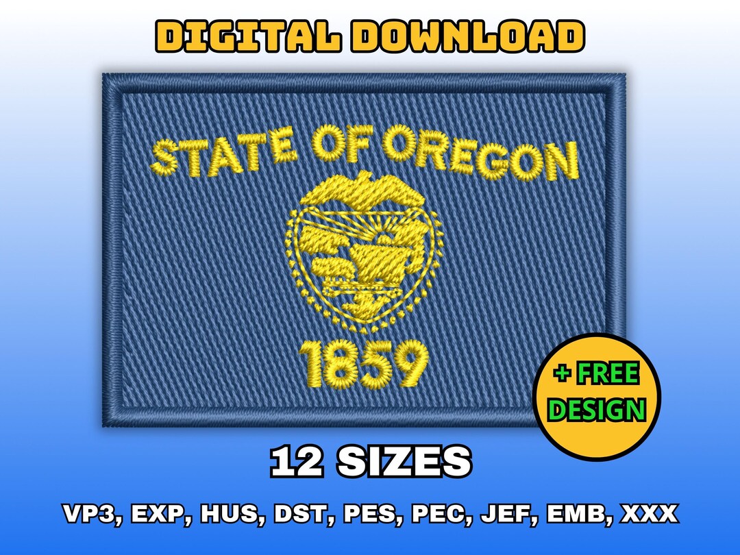 Oregon Embroidery Design, Digital Machine Embroidery Files, USA State ...