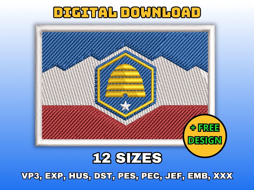 Utah Embroidery Design, Digital Machine Embroidery Files, USA State ...