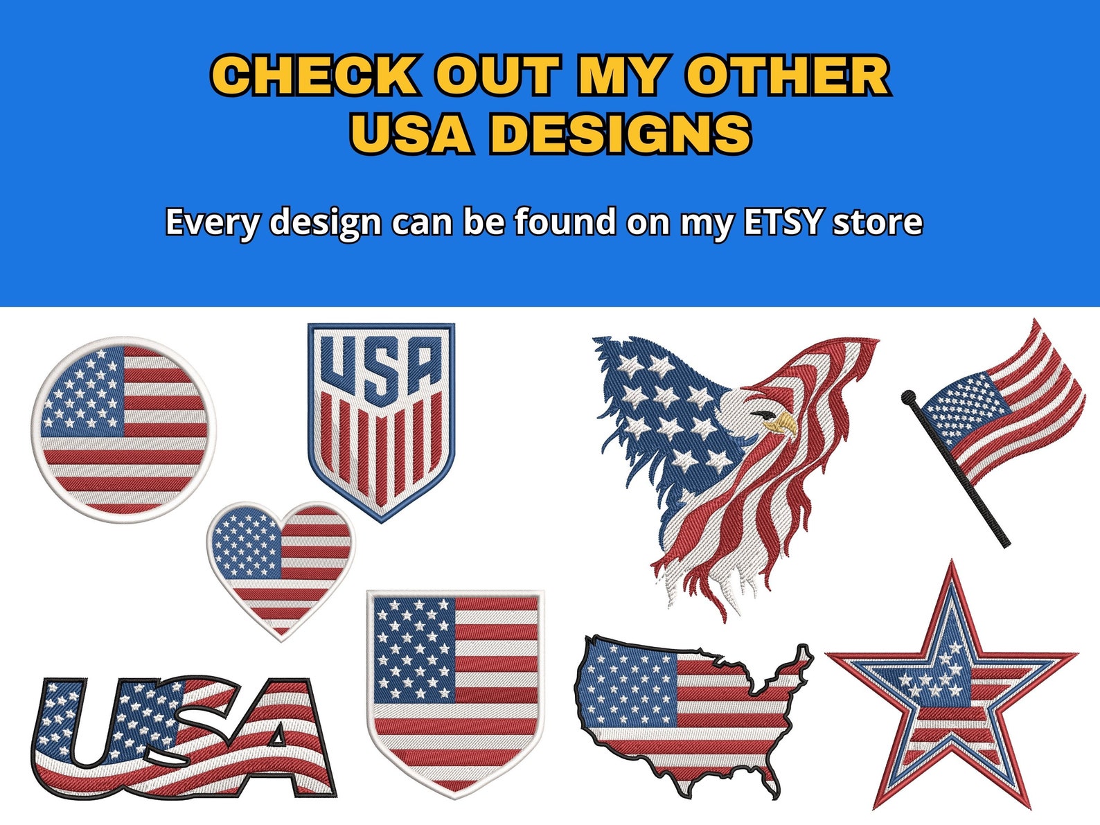 USA Flag Embroidery Design, Digital Machine Embroidery Files, American ...