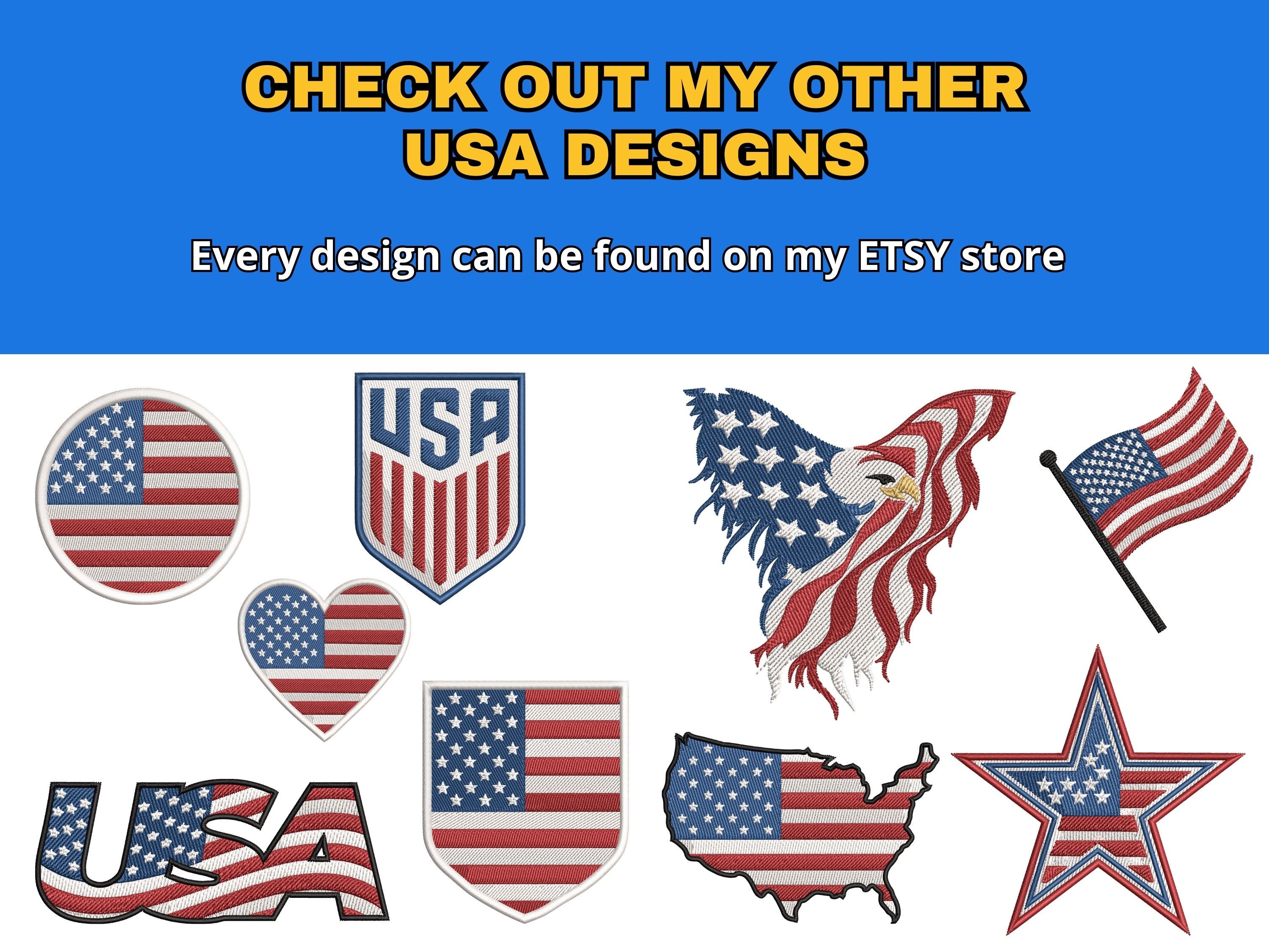 USA Flag Embroidery Design, Digital Machine Embroidery Files, American ...