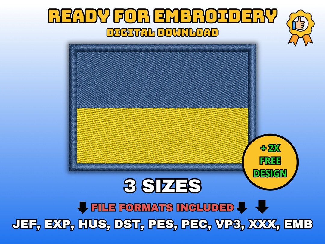 Ukraine Flag Embroidery Design, Digital Machine Embroidery Files ...