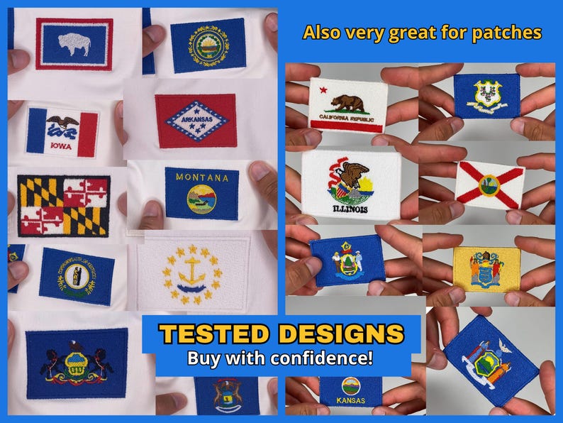 All 50 USA State Flags Bundle, Digital Machine Embroidery Files, State ...