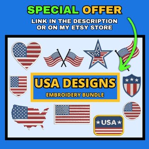 USA Flag Embroidery Design, Digital Machine Embroidery Files, American ...