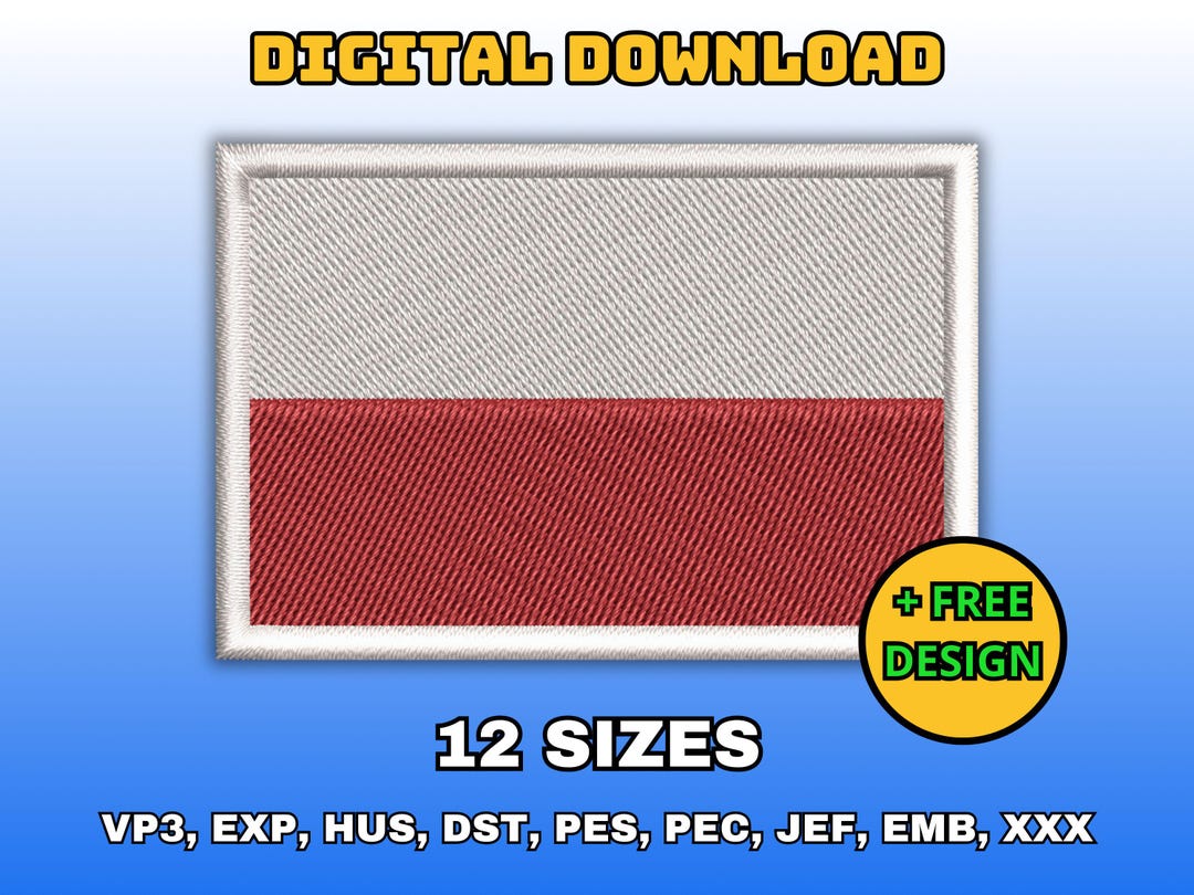 Poland Flag Embroidery Design, Digital Machine Embroidery Files, Polish ...