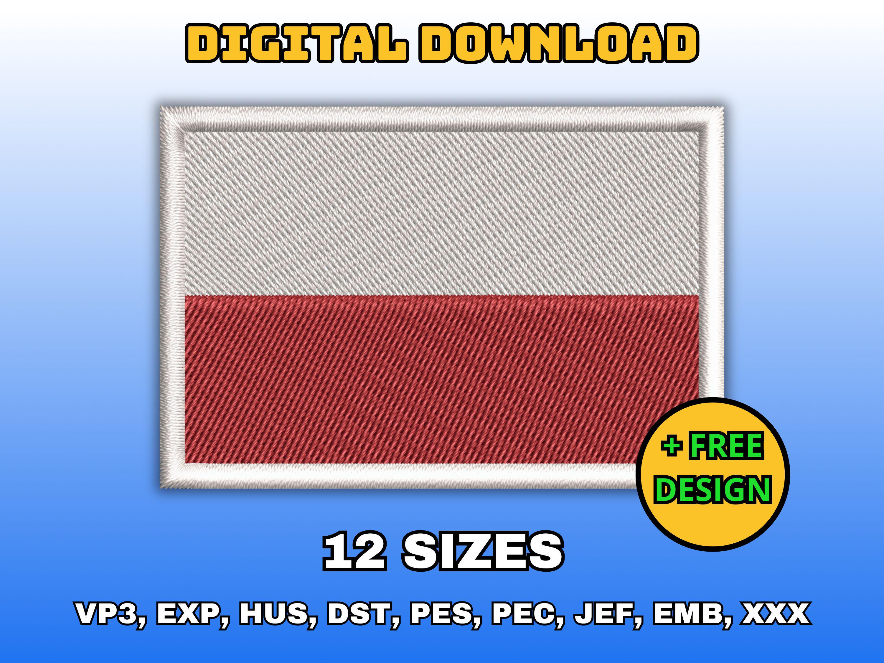Poland Flag Embroidery Design, Digital Machine Embroidery Files, Polish ...