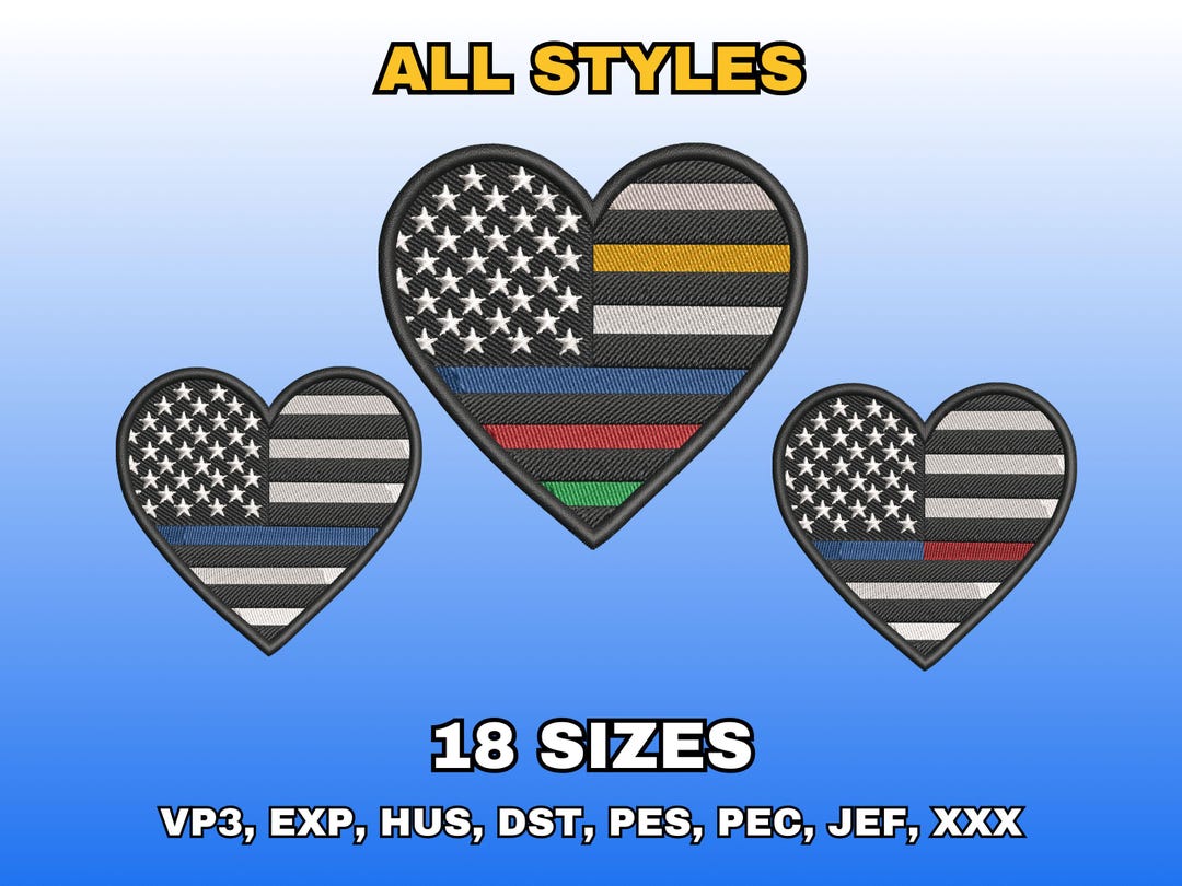 First Responders Heart Embroidery Design, Digital File for Machine ...