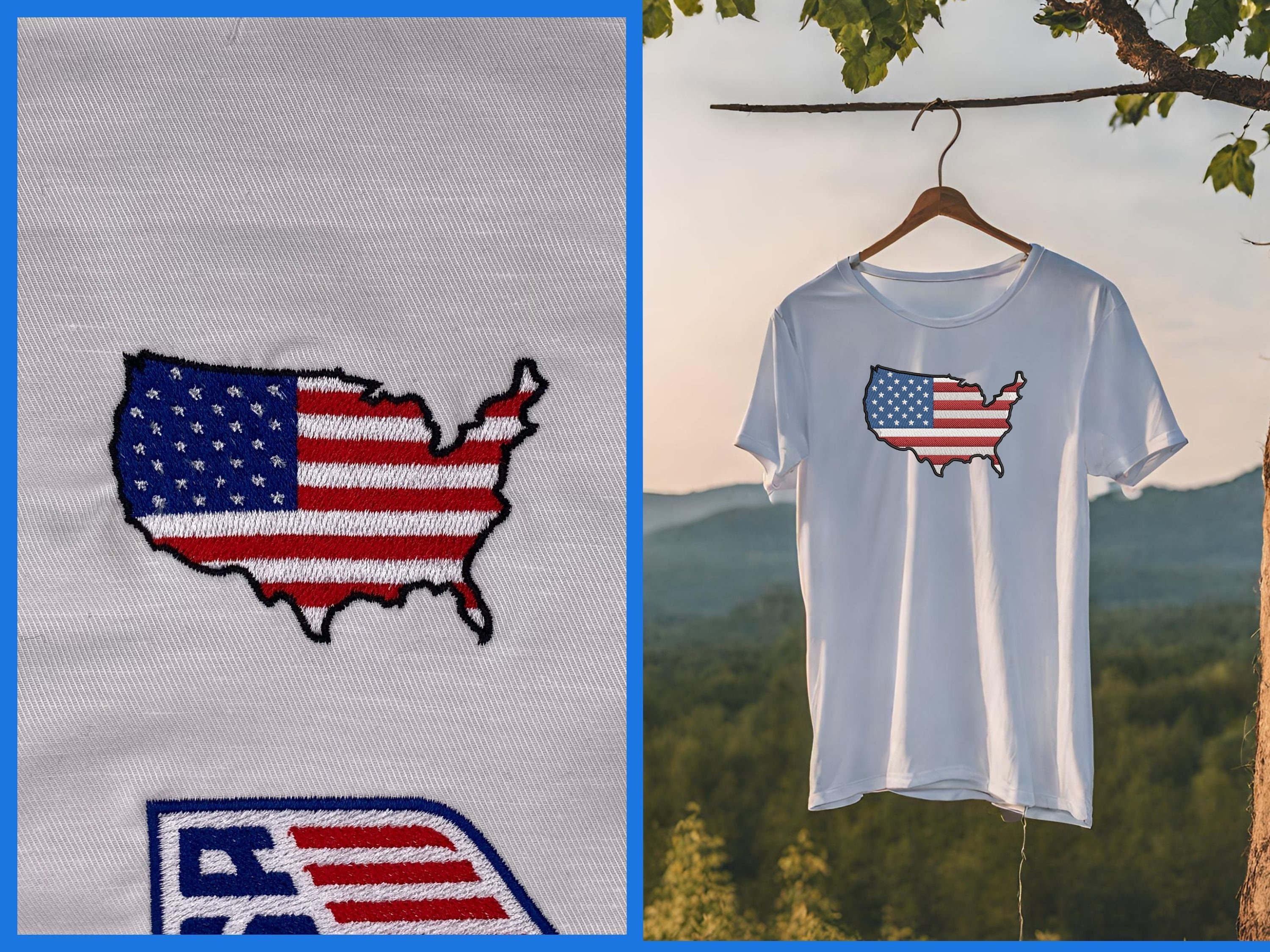 USA Map Embroidery Design, Digital Machine Embroidery Files, American ...