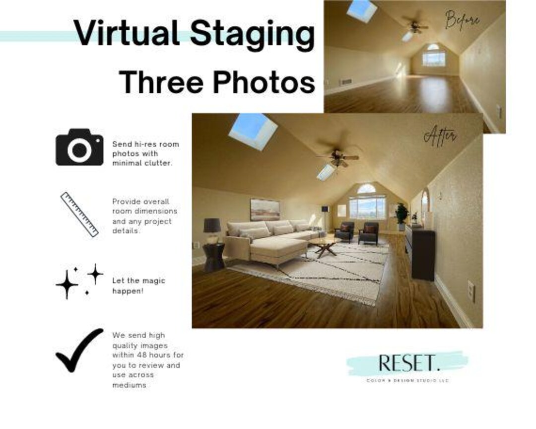 Virtual Home Staging- Custom 3 Photo Bundle for Real Estate, Interior ...