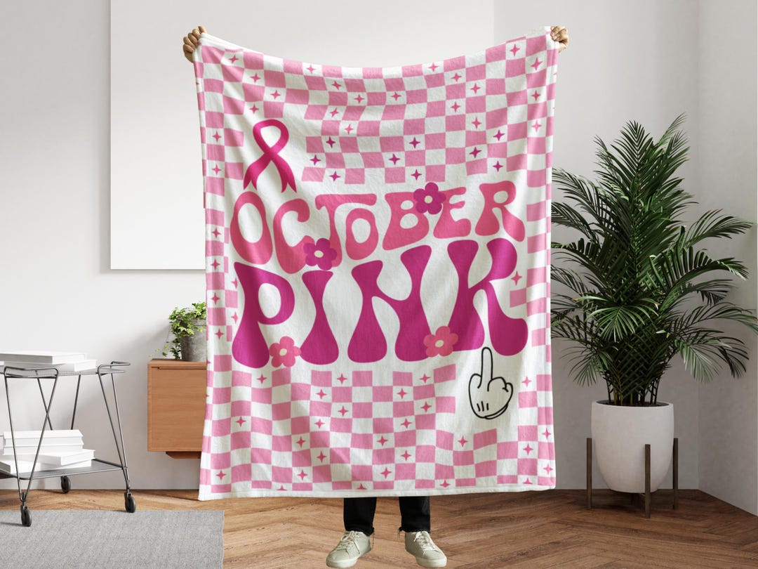 October Pink Blanket, Breast Cancer Awareness Throw, Trippy ...
